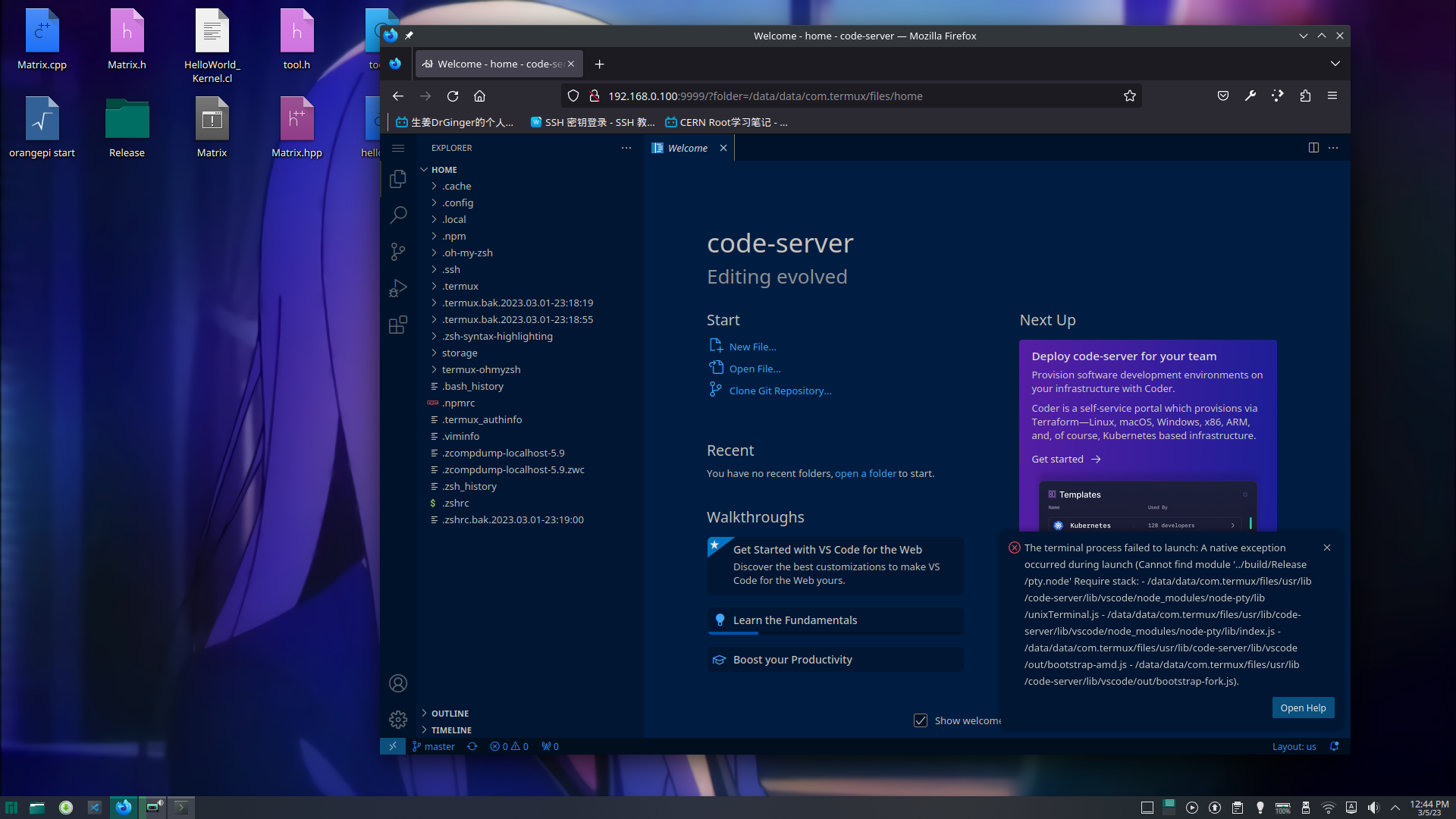 Bug I Cant Open Terminal In The Server · Issue 6055 · Codercode Server · Github