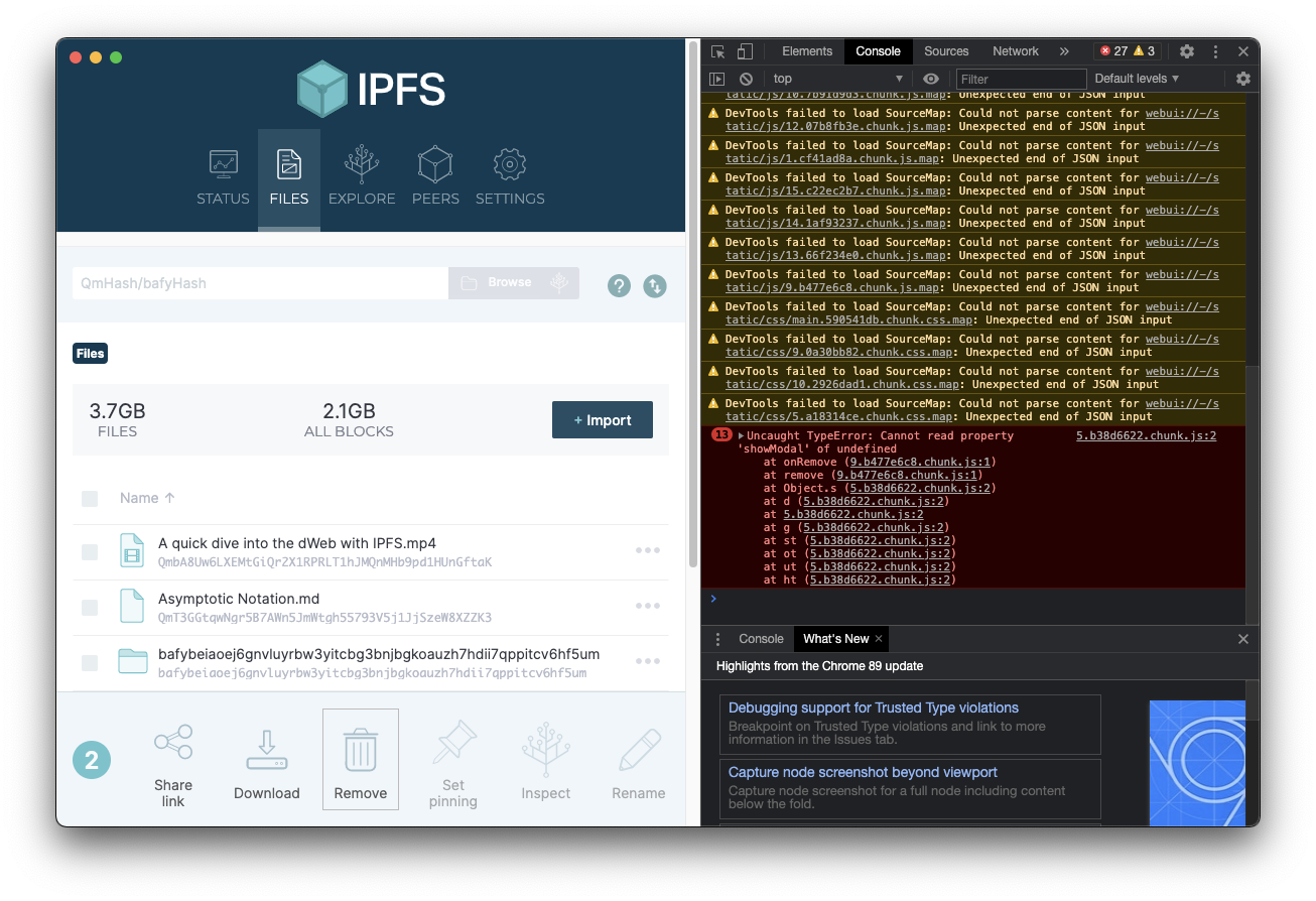"Remove" button has no effect · Issue #1803 · ipfs/ipfs-webui · GitHub