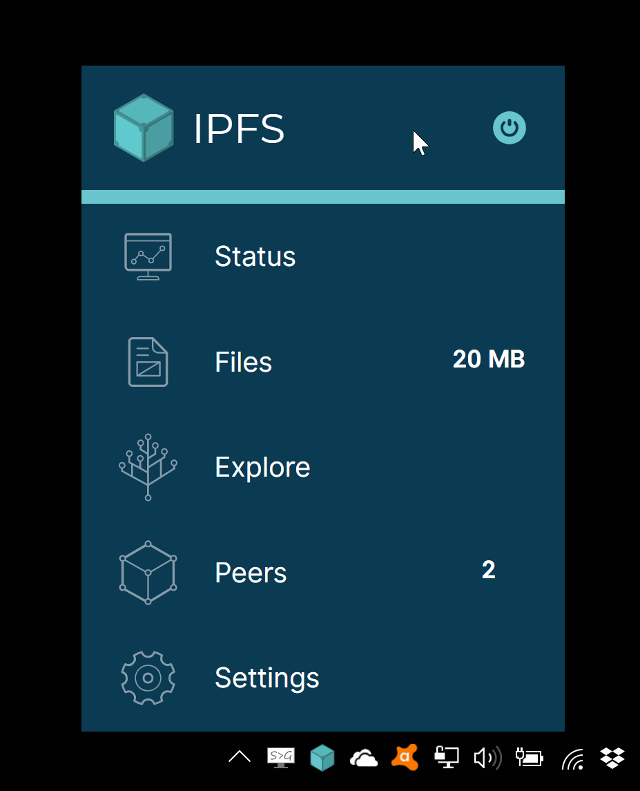 Menubar icon disappears after 'turning off' IPFS · Issue #764 · ipfs/ipfs-desktop · GitHub