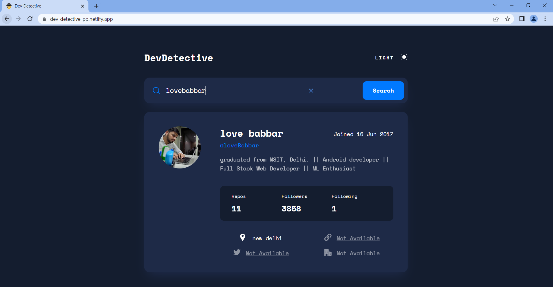 GitHub - Prachi24599/Dev-Detective: This Application is used to fetch ...