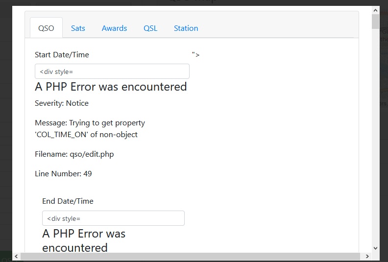 Edit / delete QSO : Trying to get property of non-object · Issue #493 · magicbug/Cloudlog · GitHub