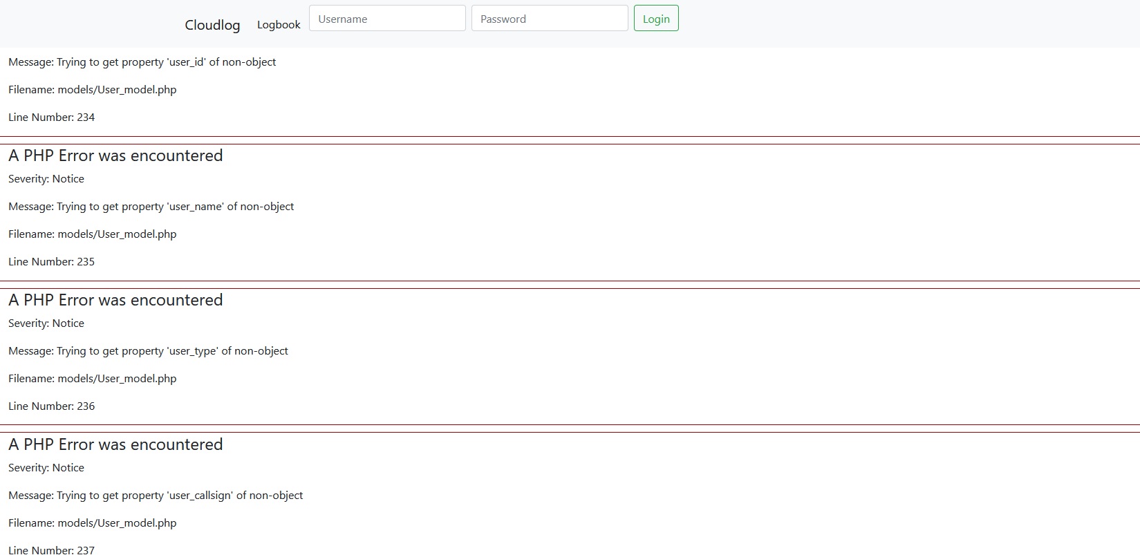 Edit / delete QSO : Trying to get property of non-object · Issue #493 · magicbug/Cloudlog · GitHub