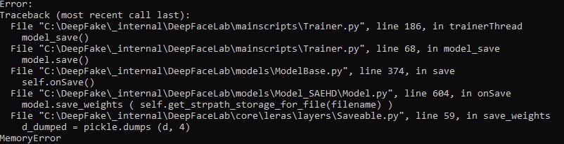 Error when saving a working model. · Issue #833 · iperov/DeepFaceLab · GitHub