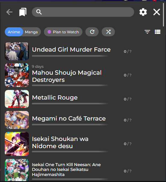 [Feature Request] Quick Filters in the Plan to Watch section of the extension dropdown · Issue ...