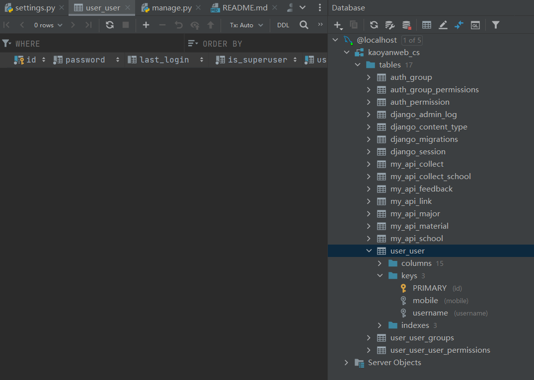启动项目后点开是api root，启动失败 · Issue #3 · TIANYUZHOU/KaoYan-InfoWeb_CS_Backend · GitHub