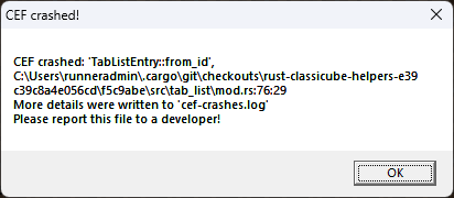 Getting tab list entries causes game to crash when playing on servers that don't run MCGalaxy ...