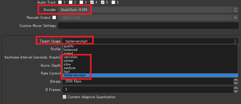QSV Target Usage dropdown menu · Issue #2527 · obsproject/obs-studio · GitHub