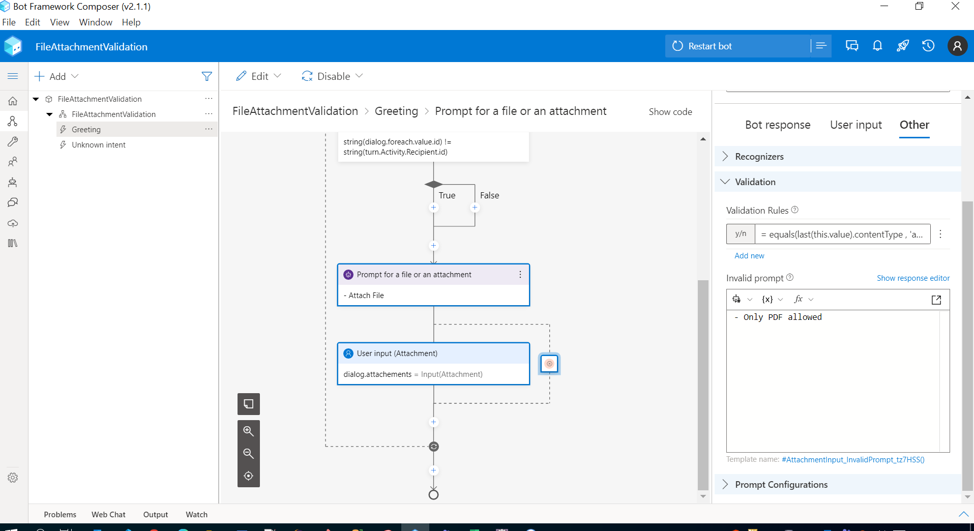 Attachment input File Type validation not works in Bot Composer 2.1.1 · Issue #9386 · microsoft ...
