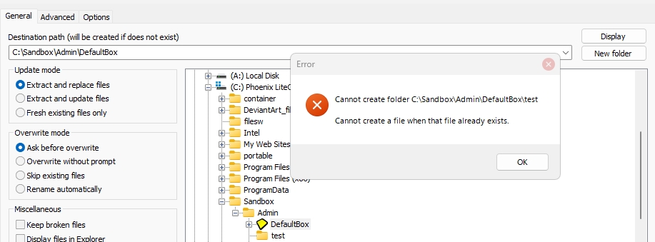 boxed winrar cannot create new folder inside "defaultbox" folder on root directory · Issue #3062 ...