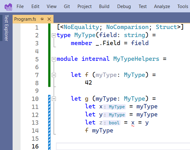 Invalid error range for special cases of NoEquality types · Issue #15518 · dotnet/fsharp · GitHub