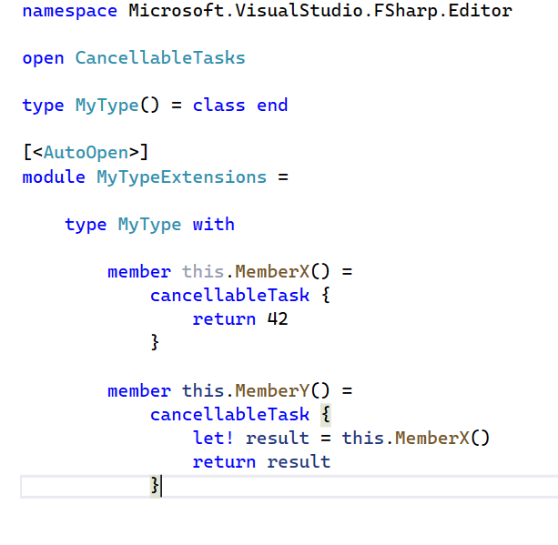 Strange order dependency of members with cancellable tasks · Issue #15940 · dotnet/fsharp · GitHub