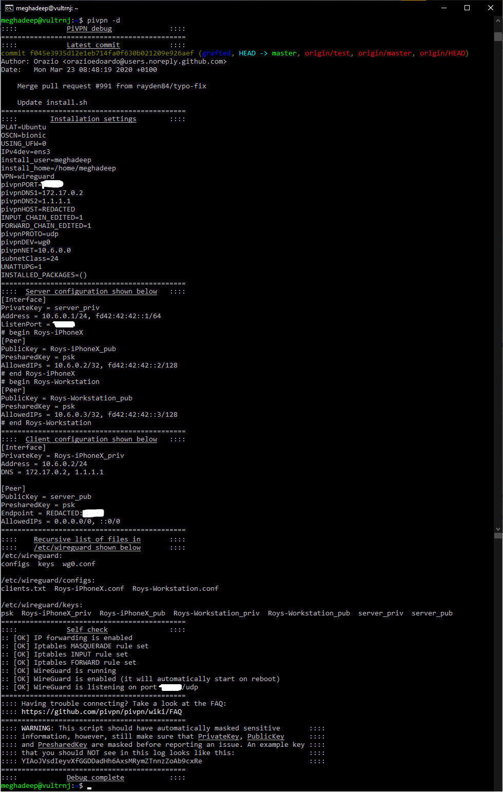 [BUG] Clients don't get assigned IPv4 addresses on connection (PiVPN WireGuard) · Issue #1007 ...