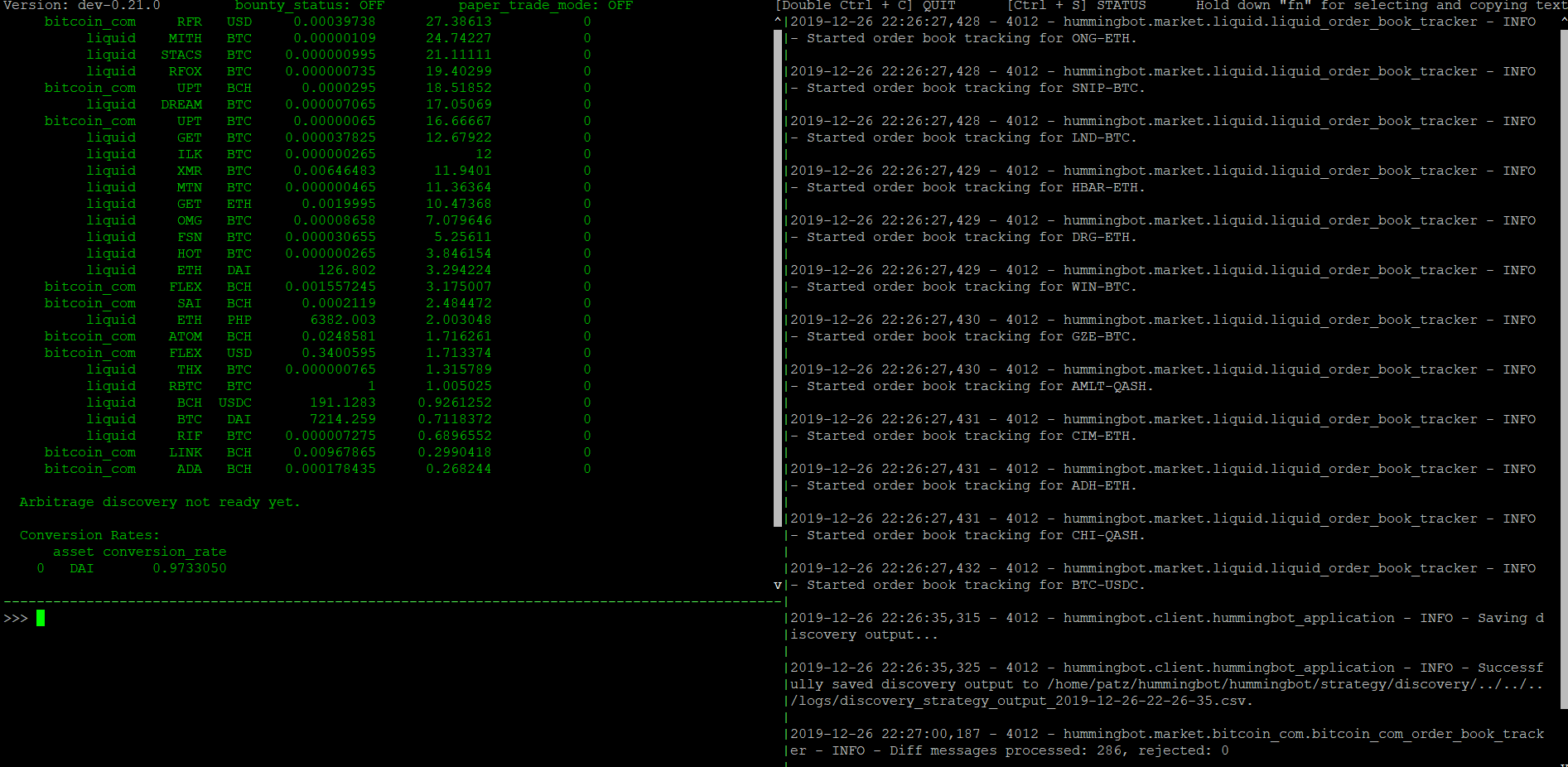 [BUG] Liquid unable to start and/or unable to show profitability on ...