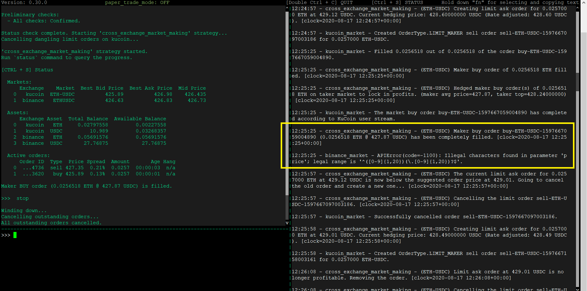 [BUG] Cross exchange not executing taker orders due to illegal characters · Issue #2226 ...
