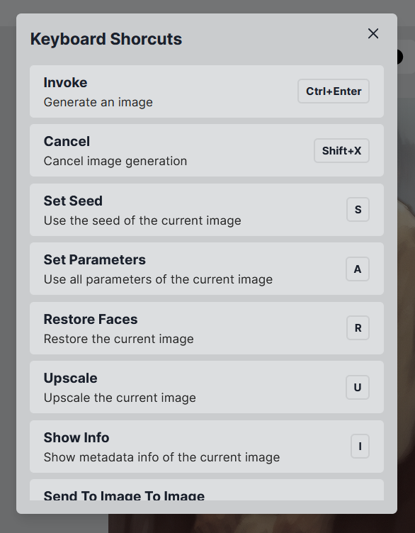 Request: WebUI - Add keyboard navigation/hotkeys · Issue #921 · invoke-ai/InvokeAI · GitHub