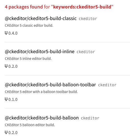 Remove @ckeditor/ckeditor5-build-balloon-toolbar from npm · Issue #549 · ckeditor/ckeditor5 · GitHub