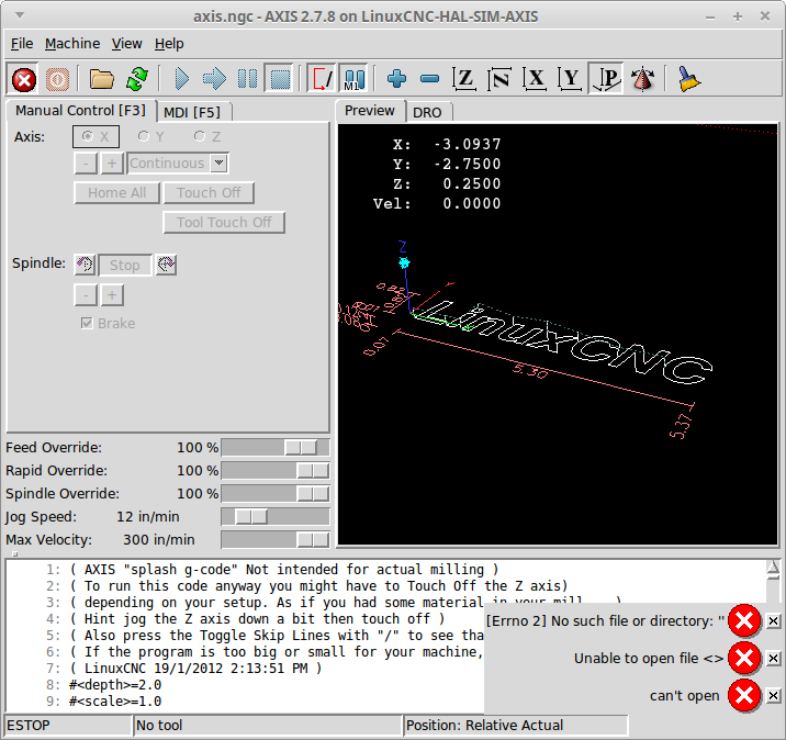Axis File Open Abort Bug · Issue #414 · LinuxCNC/linuxcnc · GitHub