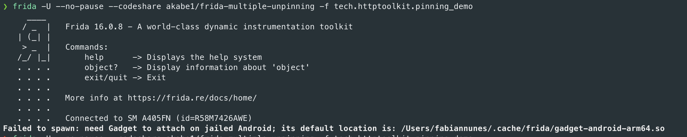 Stuck after spawn · Issue #2373 · frida/frida · GitHub