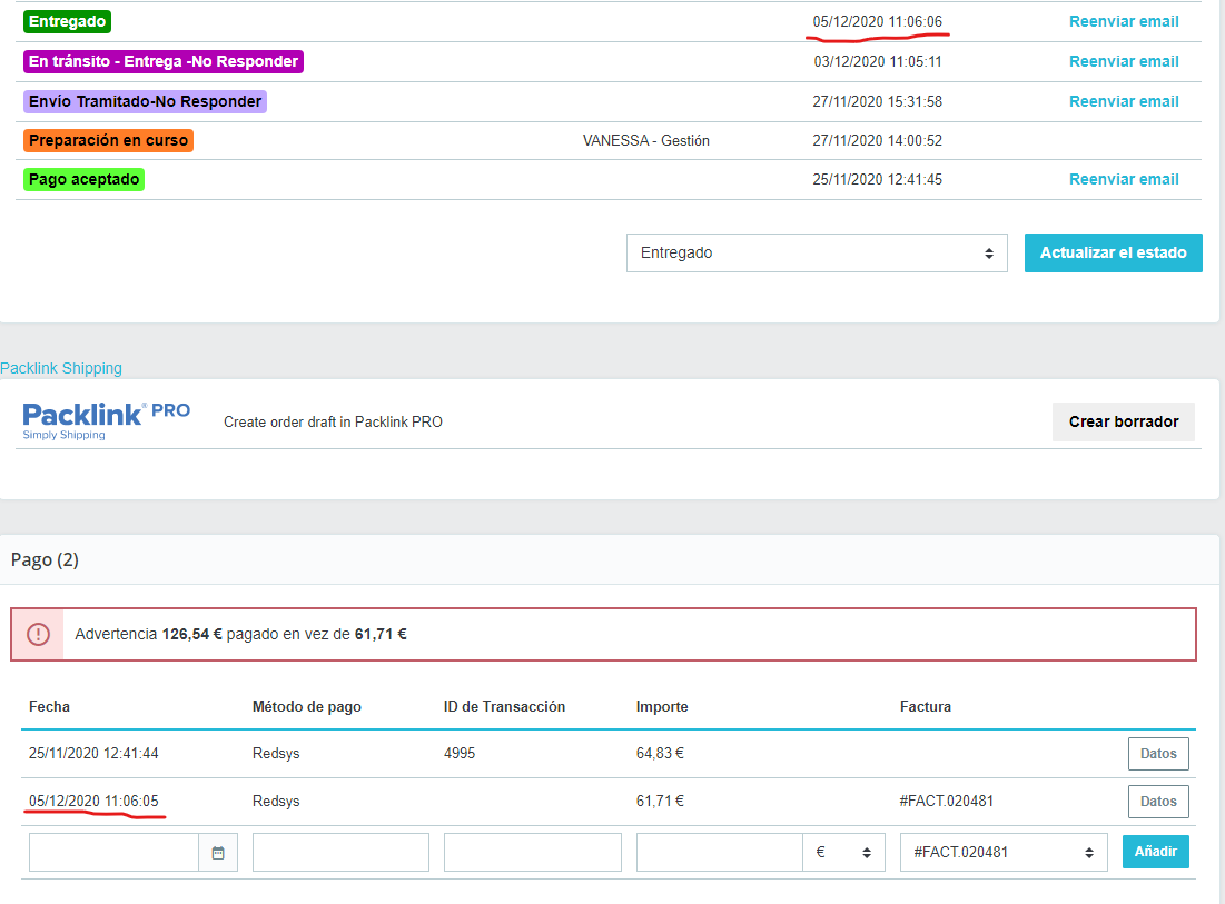 If Set The Order As Paid Is Necesary To Activate Rma Payments Appears Dupliclated On Bo Order