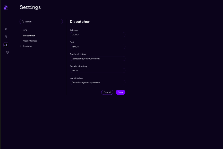 Implement settings on GUI · Issue #1145 · AgnostiqHQ/covalent · GitHub