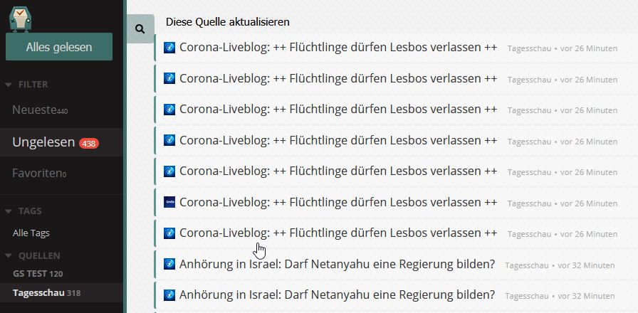 Entries keep being added on every update · Issue #1186 · fossar/selfoss · GitHub