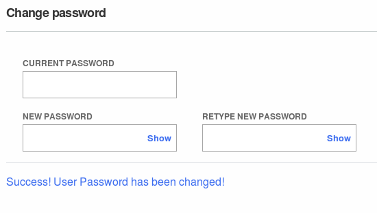 GUI: User password failed to change and no confirmation text ...