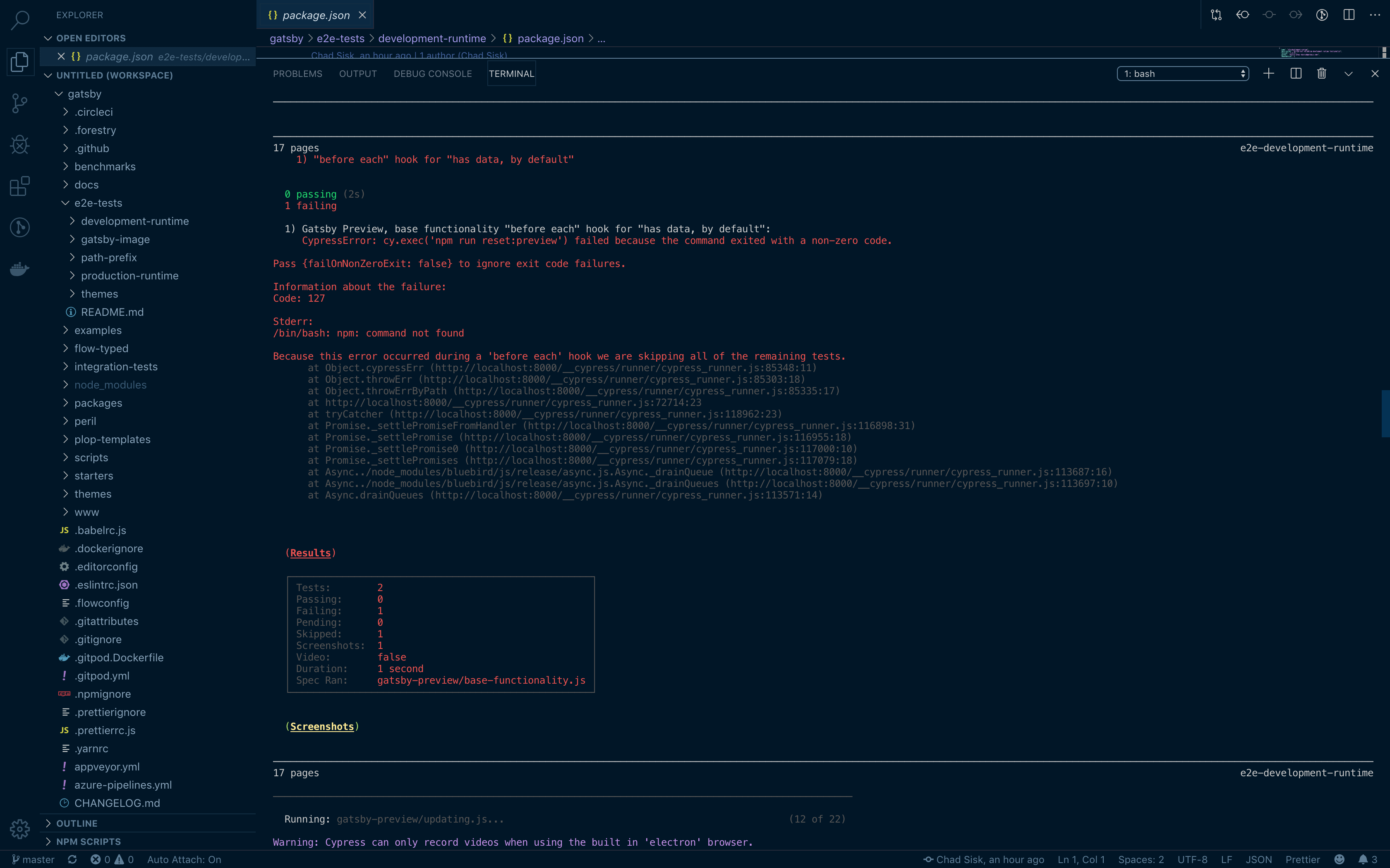 e2e tests failing on forked repo · Issue #18467 · gatsbyjs/gatsby · GitHub
