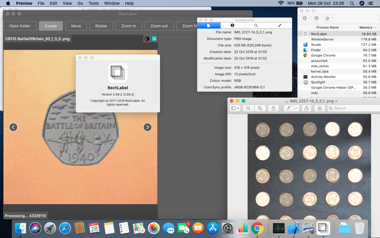 "Process all images using Core ML" consumes memory rapidly when used on a lot of images. (5000 ...