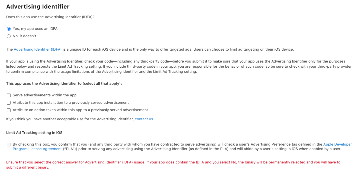 Does OneSignal use advertisingIdentifier (IDFA)? [submitting for App Store review] [advertising ...