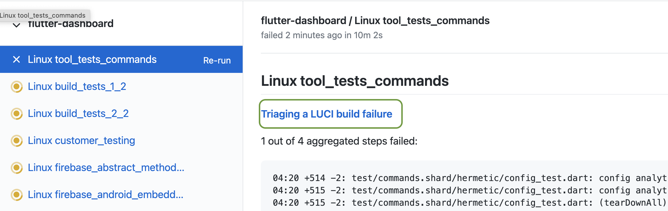 LUCI details page is difficult to navigate · Issue #64208 · flutter/flutter · GitHub