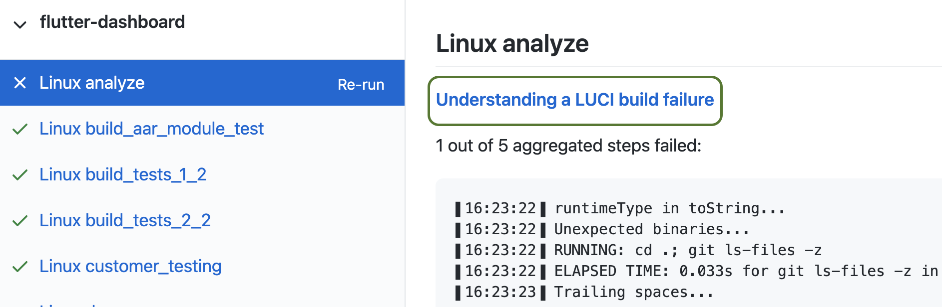 LUCI details page is difficult to navigate · Issue #64208 · flutter/flutter · GitHub