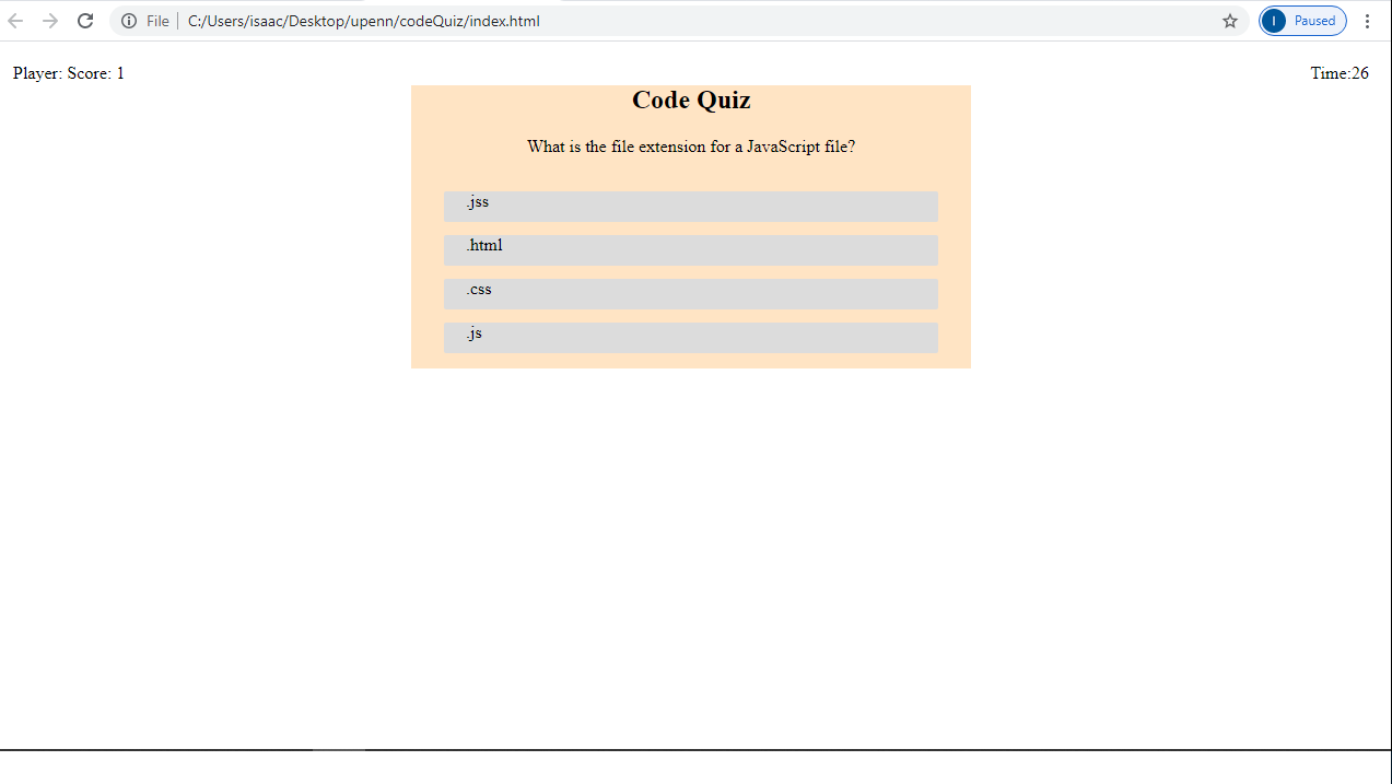 GitHub - isaaclong26/codeQuiz
