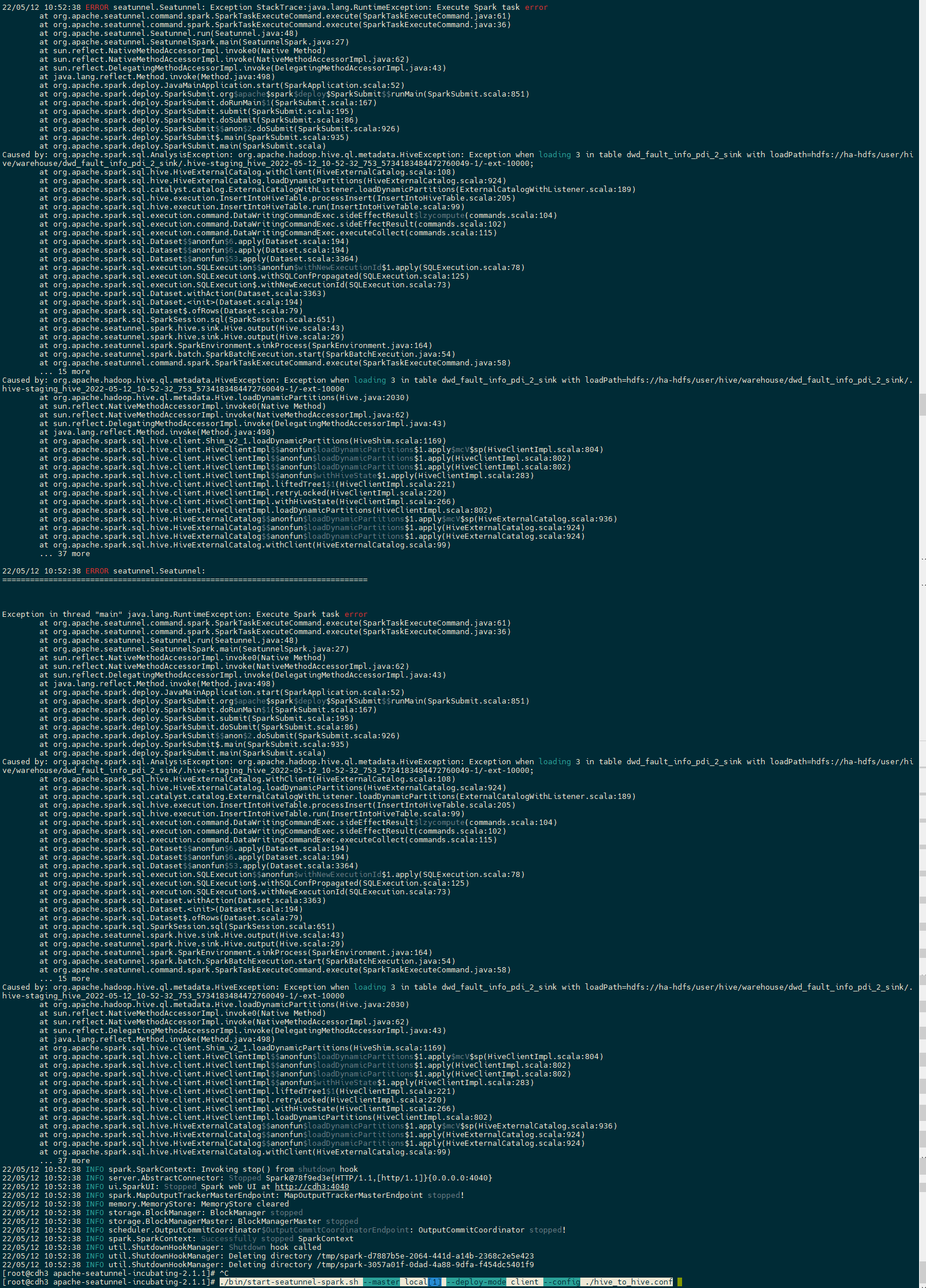 [Bug] [spark] write to hive error · Issue #1861 · apache/seatunnel · GitHub