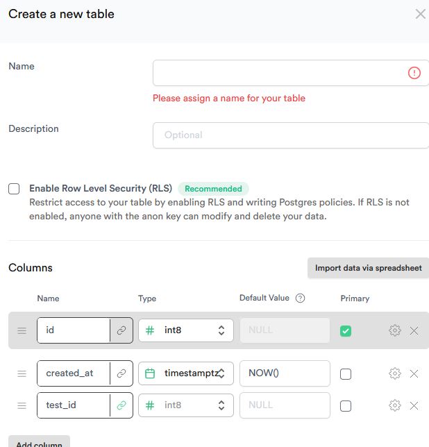 UI/Studio new table editor generates "invalid query" on table save if ...