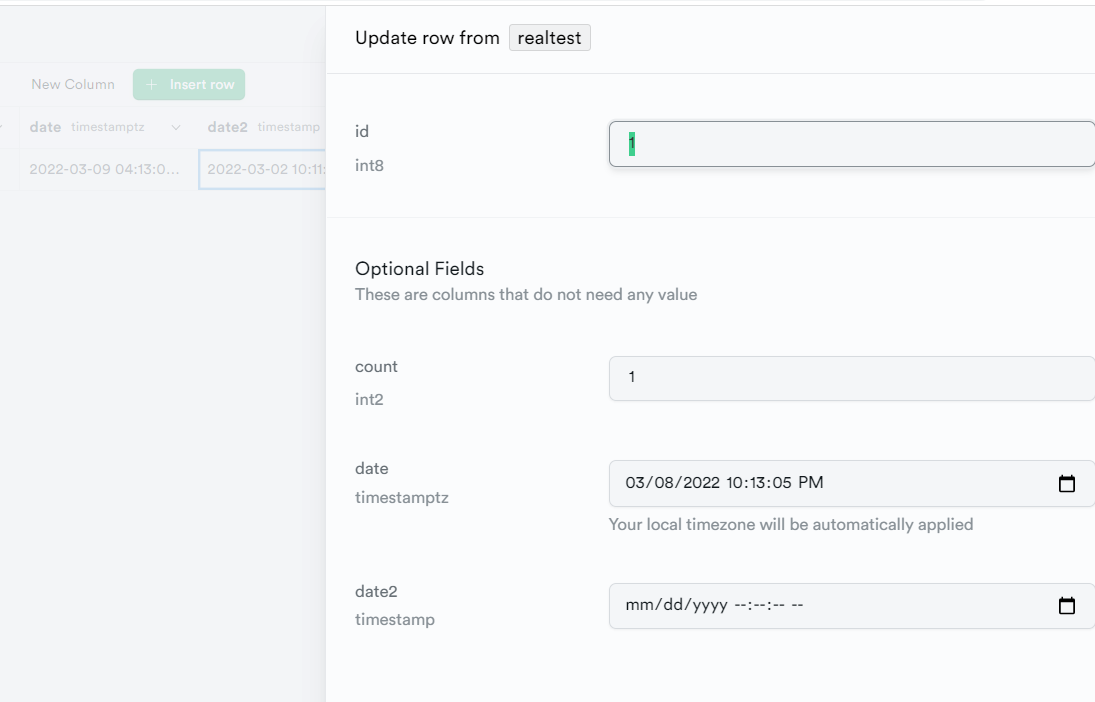 Table Editor side row editor does not display timestamp (no z) column. · Issue #5877 · supabase ...