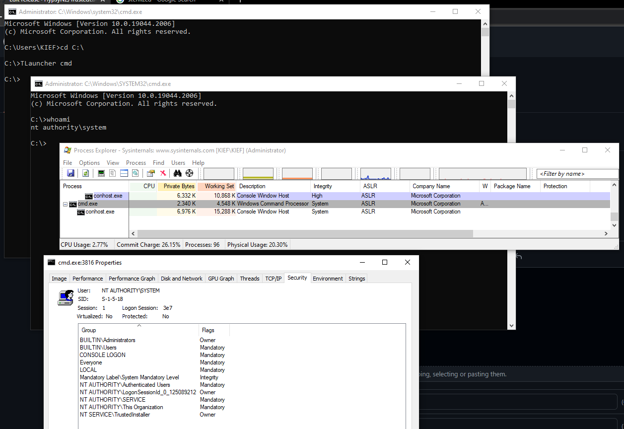 GitHub - gmh5225/privilege-TrustedLauncher: Run an Executable as Trusted Installer