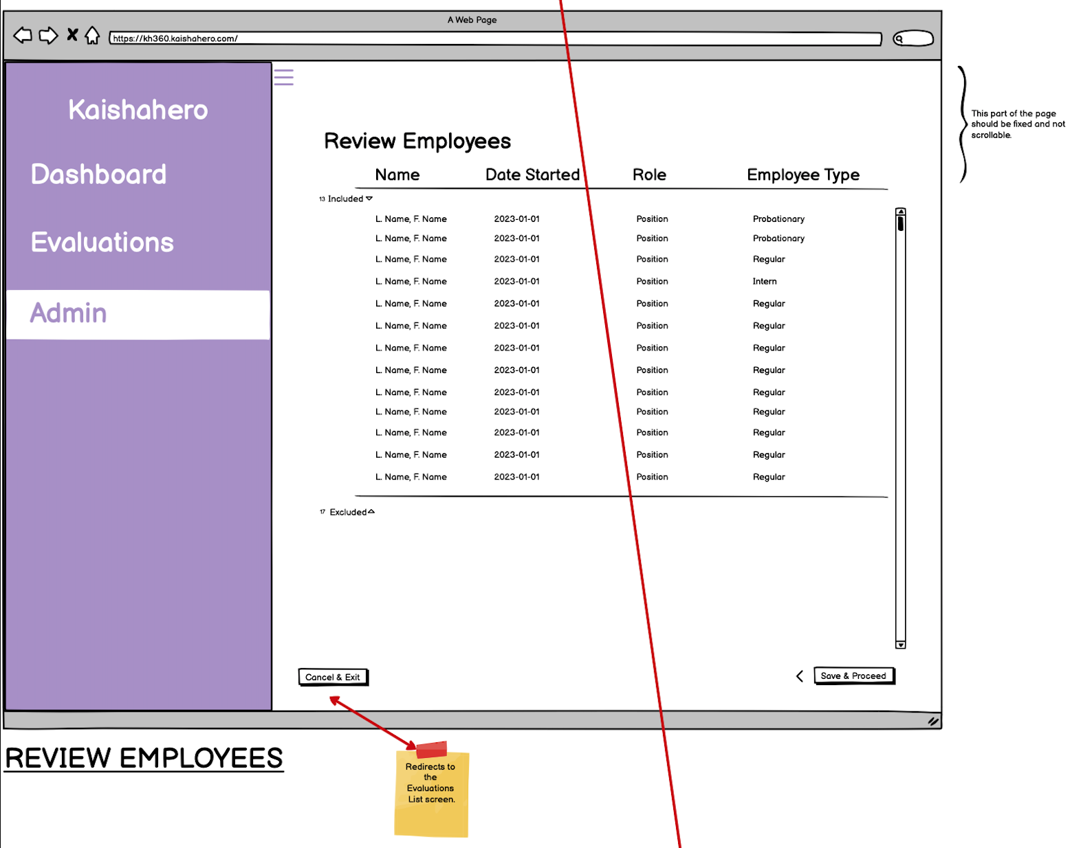 Create Performance Evaluation Step 2B - Review Employees Screen · Issue ...