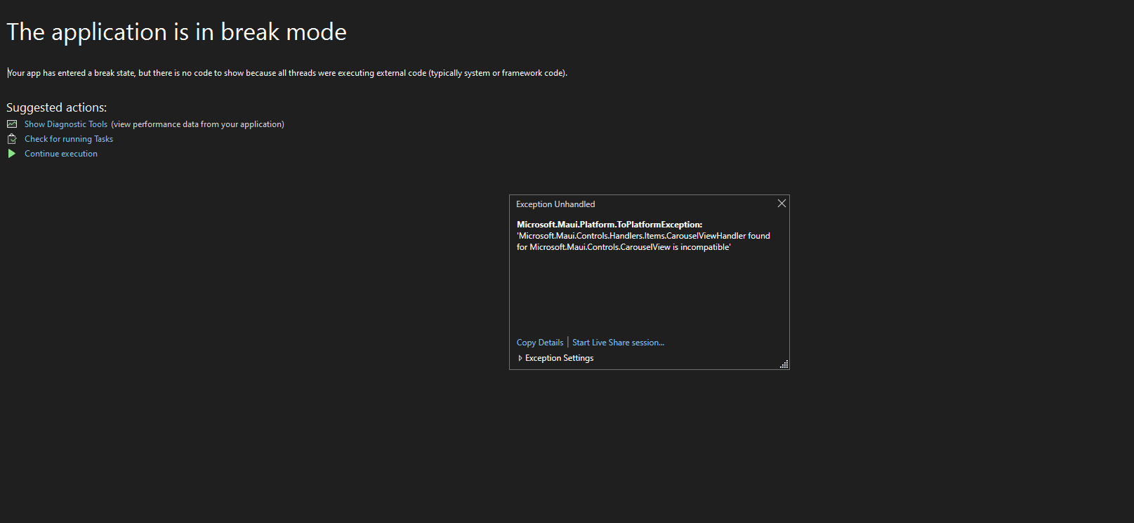 [Android] 1. ToPlatformException: CollectionViewHandler incompatible 2 ...