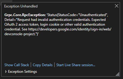 Unauthenticated Error at .Net Maui · Issue #11261 · googleapis/google-cloud-dotnet · GitHub