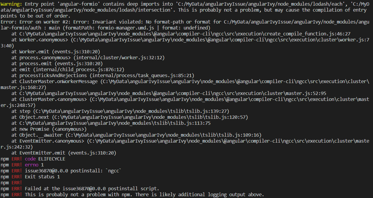 Enabled Ivy And Postinstall Ngcc Facing Build Duplicate Identifier Issue For Ngx Monaco