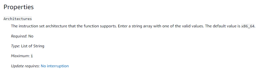 Lambda Function Does Not Mention Possible Architectures · Issue 1076 · Awsdocs Aws
