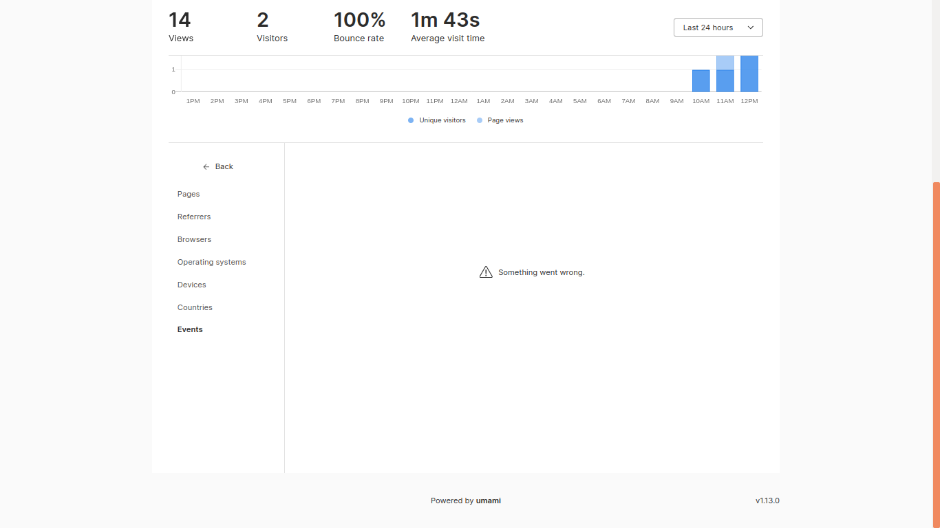 'Something went wrong.' in dashboard of 'View details' · Issue #503 · umami-software/umami · GitHub