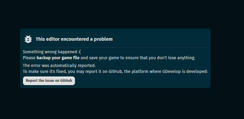 Crash while using an editor. · Issue #5459 · 4ian/GDevelop · GitHub