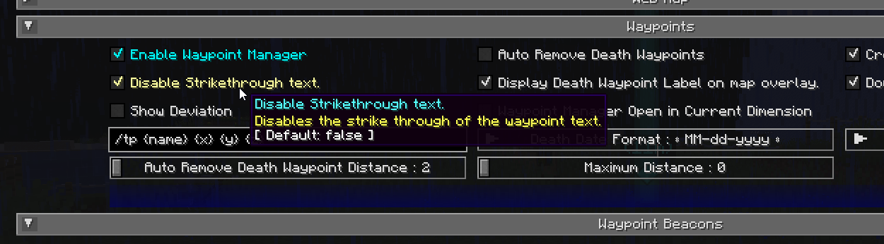 [feature Request] Add Option To Disable Strike Through Of Disabled Waypoints · Issue 369