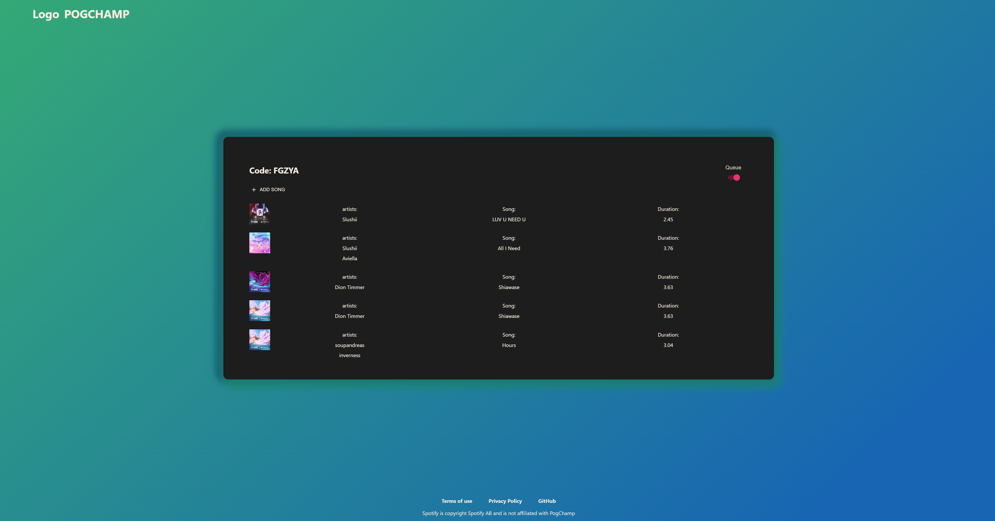 GitHub - SteveF42/PogChamp: Music player which allows anyone in a room ...