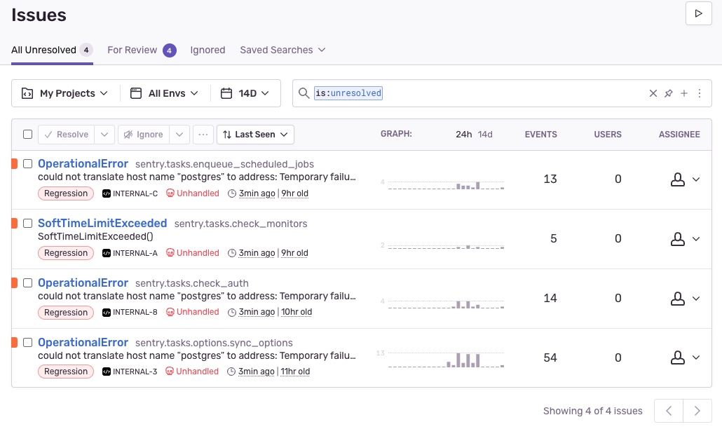 Fresh install error: could not translate host name "postgres" to address: Temporary failure in ...