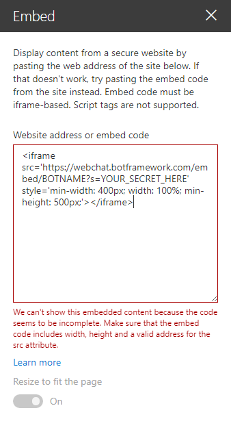 Problems embeding webchat to modern sharepoint site · Issue #1234 ...