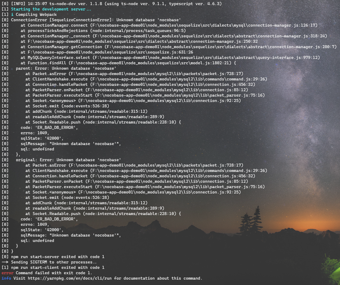 yarn start 报错 · Issue #324 · nocobase/nocobase · GitHub