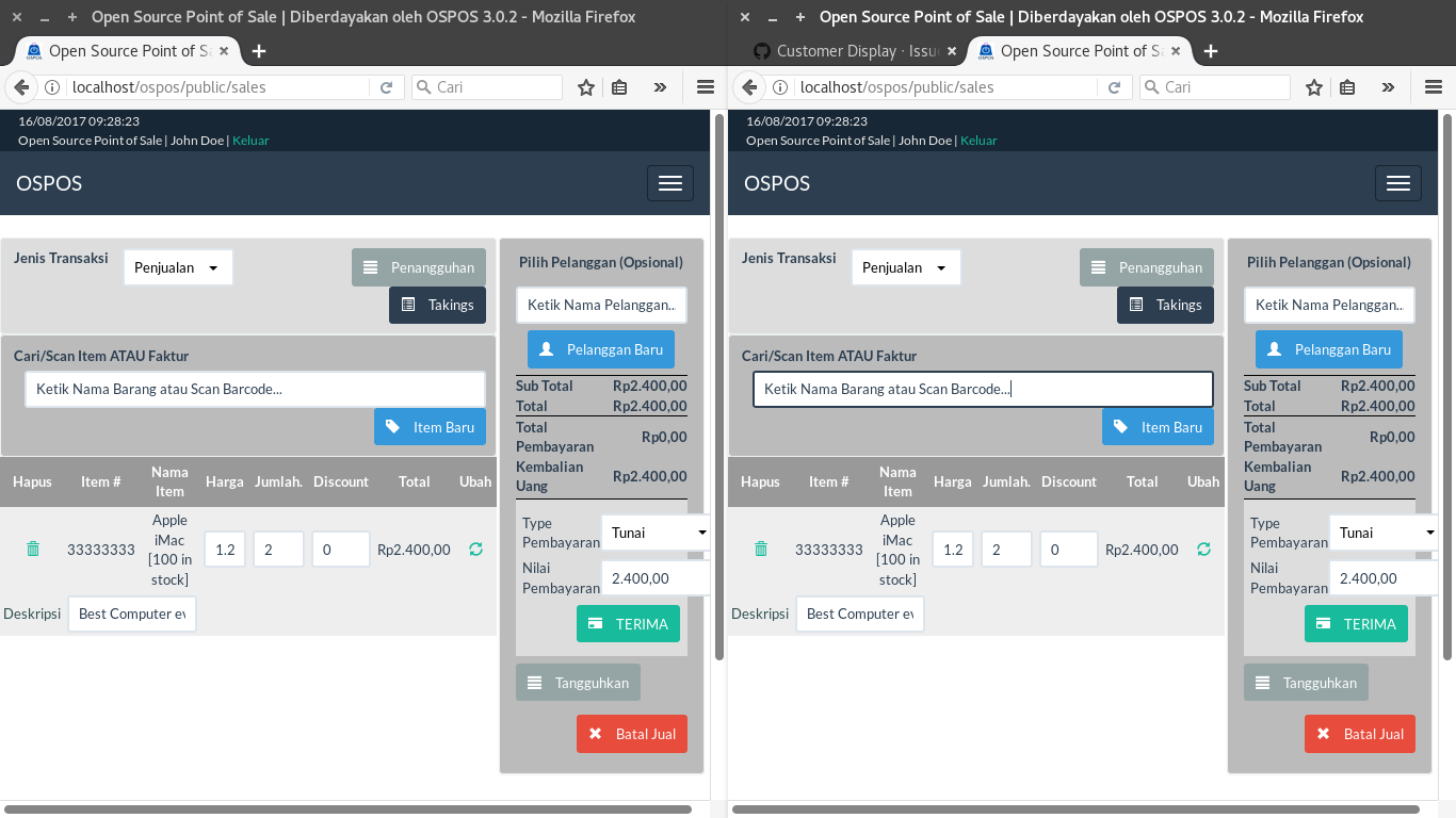 Customer Display · Issue #1461 · opensourcepos/opensourcepos · GitHub