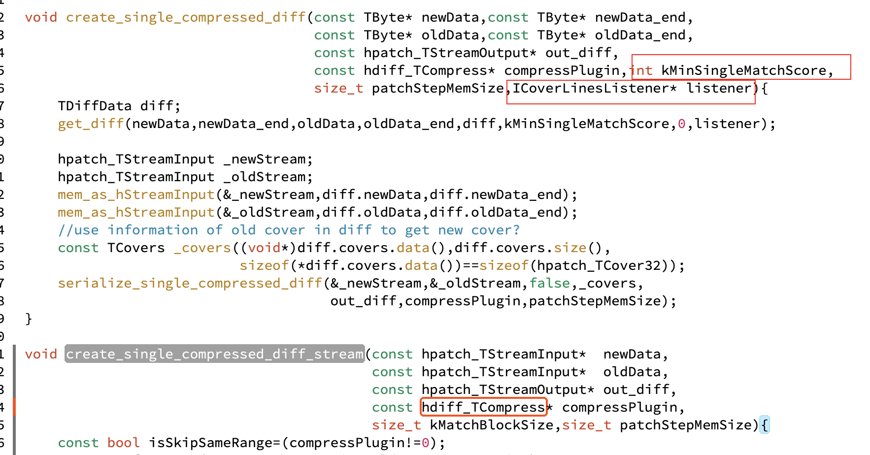 请问为什么create_single_compressed_diff_stream的参数反而少呢 · Issue #245 · sisong/HDiffPatch · GitHub